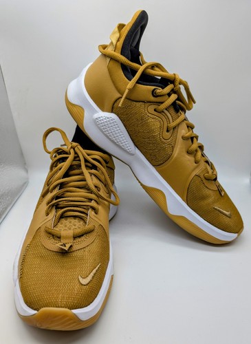 Nike PG 5 Wheat Grain-Black-Metallic Gold Men's Sz 8.5 NEW CW3143-700 ...