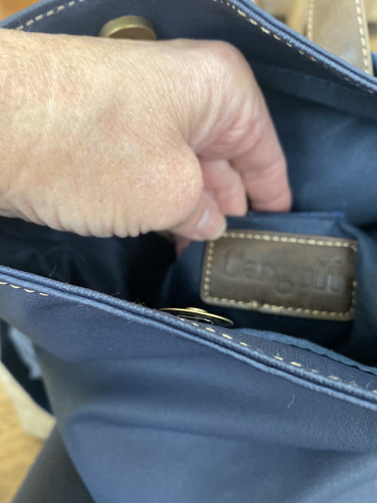 Cargoit Backpack Leather Trim Vinyl Body Blue and Bro… - Gem