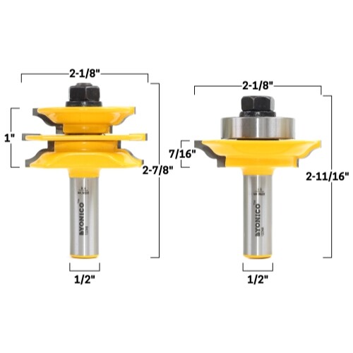 Ogee 2 Bit Glass Door Rail and Stile Router Bit Set - 1/2" Shank ...