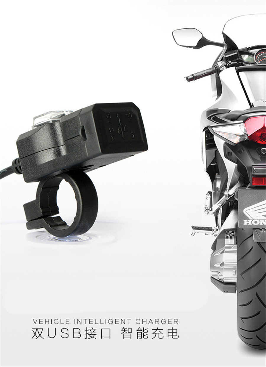 Waterproof 3.1A Motorcycle Handlebar Dual USB Charger Socket w/ Switch ...