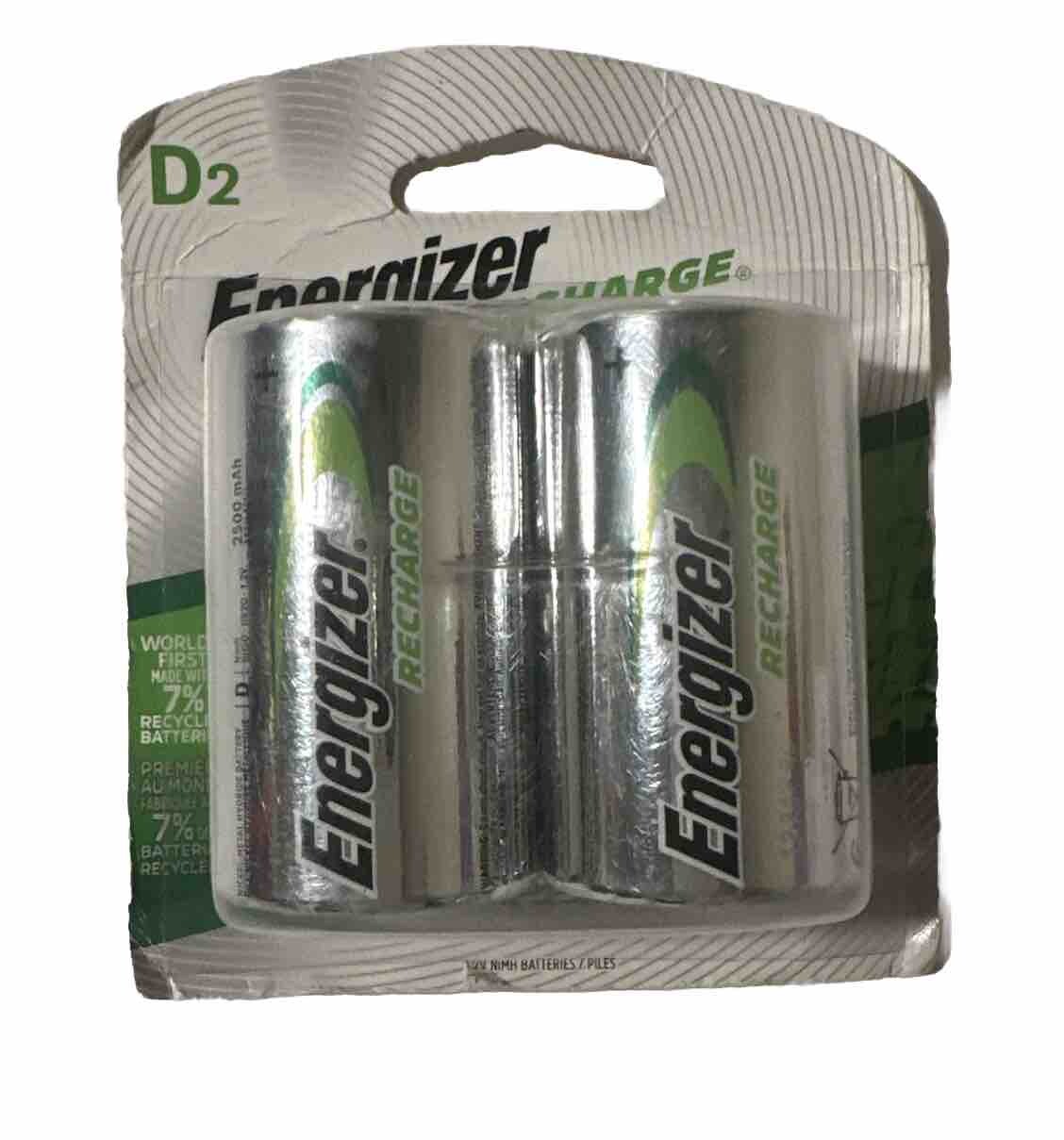 2 Energizer D2 Rechargeable NiMH 2500mAh 1.2V Batteries 801593167251 | eBay