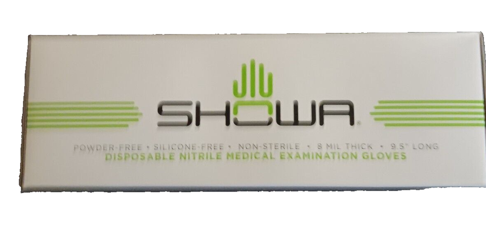 8 mil XL Nitrile Gloves Powder Free Extra Thick SHOWA 8050 Disposable ...