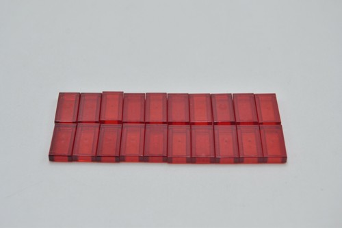 LEGO 20 x Fliese Kachel transparent rot Trans-Red Tile 1x2 with Groove ...