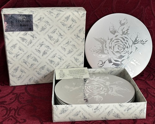 Centurion Roses Dinner Plate Size, 6 Placemats Silver Tone Cork Back ...