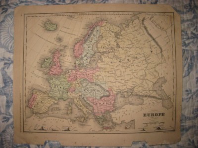 FINE ANTIQUE 1867 EUROPE HANDCOLORED MAP MOUNTAIN DIAGRAM GERMANY ...