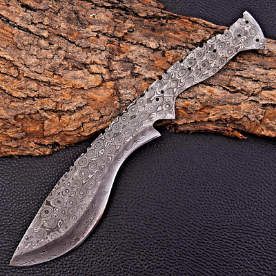 HAND FORGED DAMASCUS BLANK BLADE CUSTOM MADE HUNTING KUKRI KNIFE 2866 ...