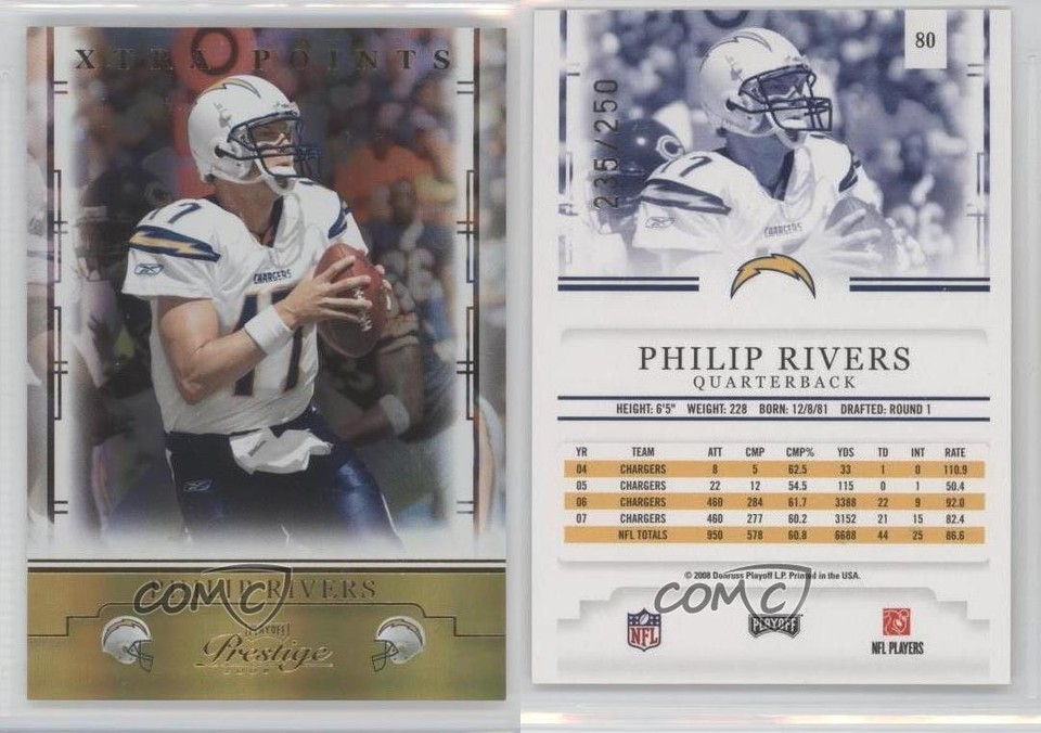 2008 Prestige Xtra Points Gold 235/250 Philip Rivers #80 9o3 | eBay