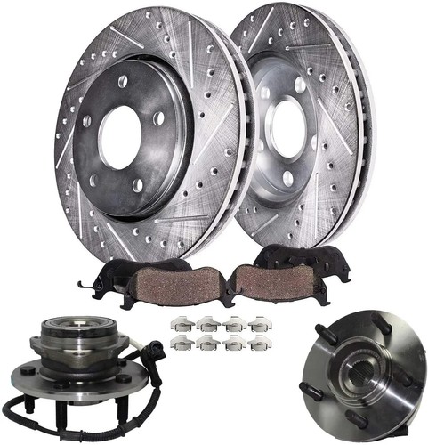 Fits Front Drilled Brake Rotors Pad + Wheel Hub Bearing 2000-2002 | eBay