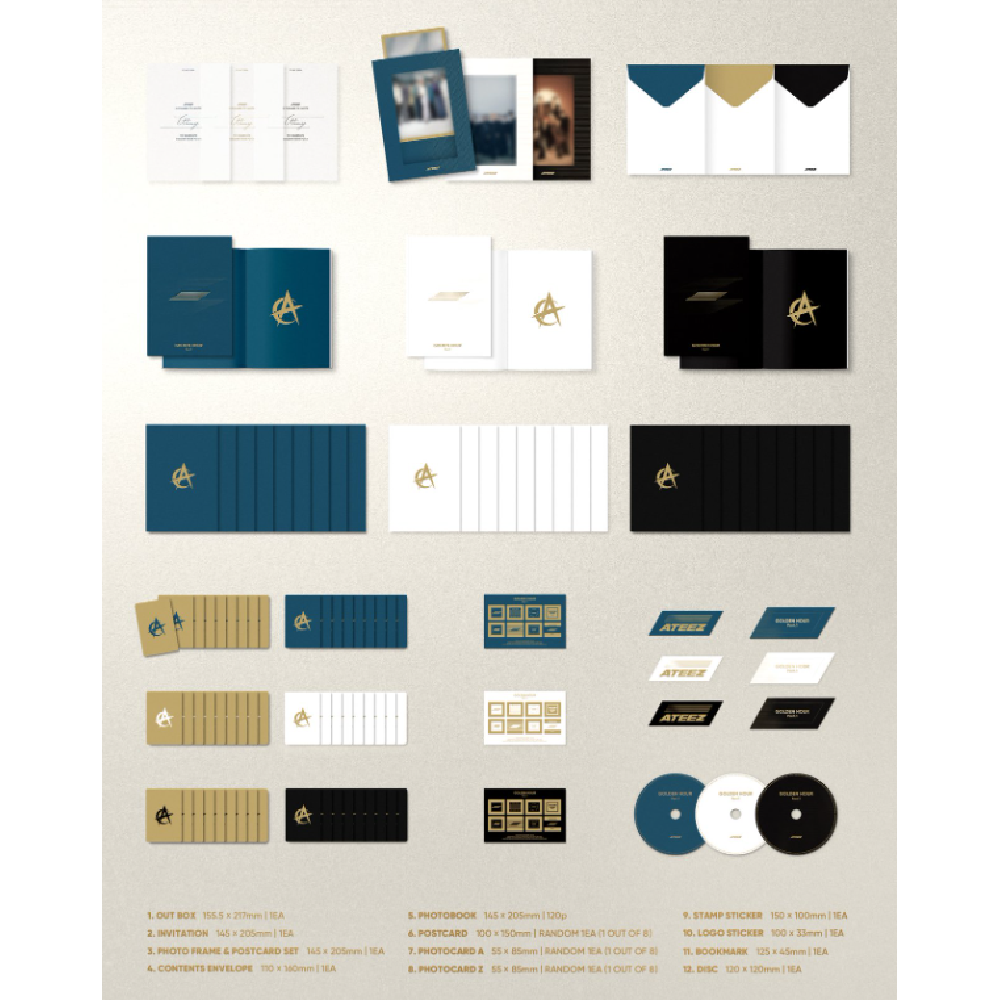 ATEEZ 10th Mini Album GOLDEN HOUR Part.1 Standard 3 ver. Set Official K ...