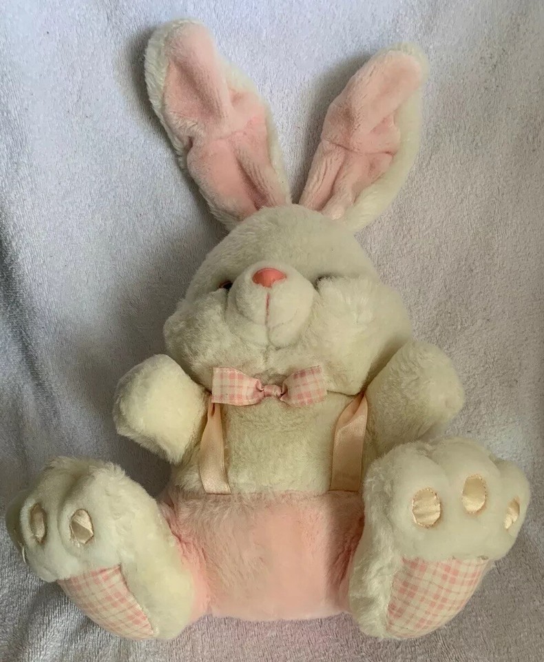 Vintage White & Pink Check Bunny Rabbit Satin Pads Suspenders 11 ...