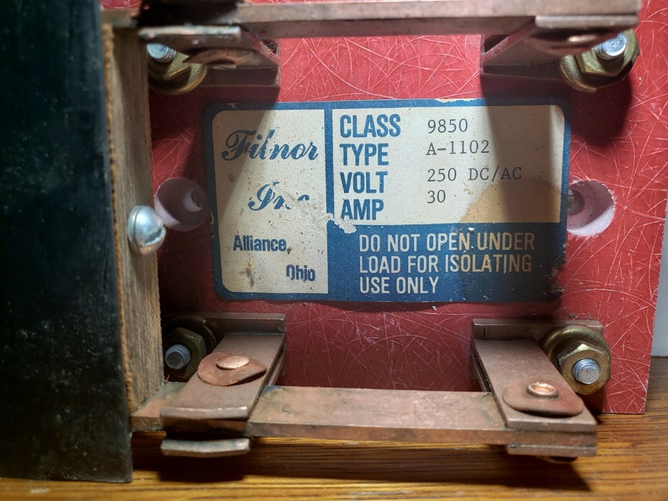 NOS FILNOR 30A 250V KNIFE SWITCH CLASS 9850 TYPE A-1102 | eBay