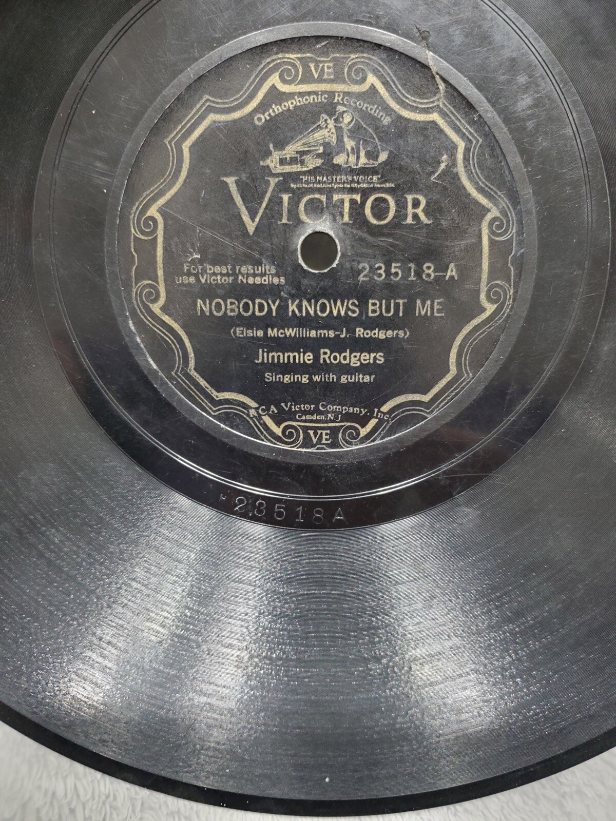 Jimmie Rodgers 78 rpm, Victor 23518, The Mystery Of No 5/Nobody Knows ...