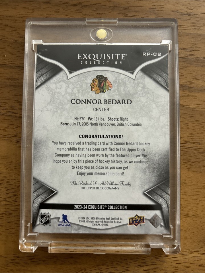 2023-24 Upper Deck Exquisite Collection Connor Bedard #10/25 Rookie ...