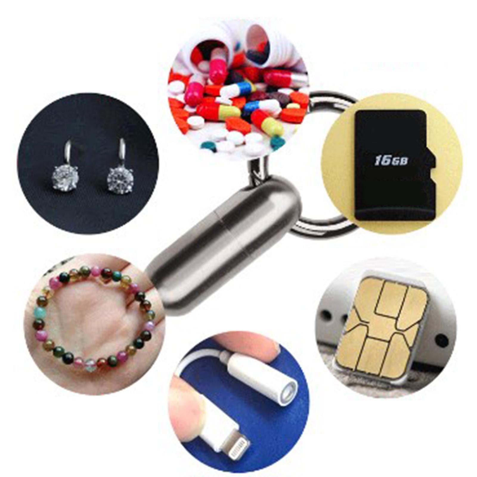 Small Pill Container Keychain Holder Bottle Womens Case Keyring Box ...