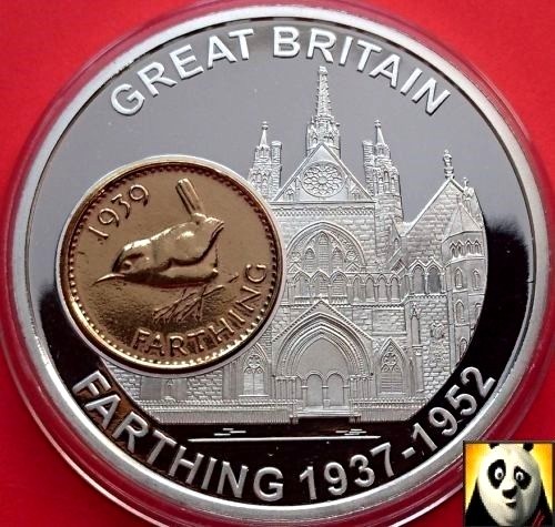 2006 History of Currency Inlay Medal with Gold Plated 1939 Farthing ...