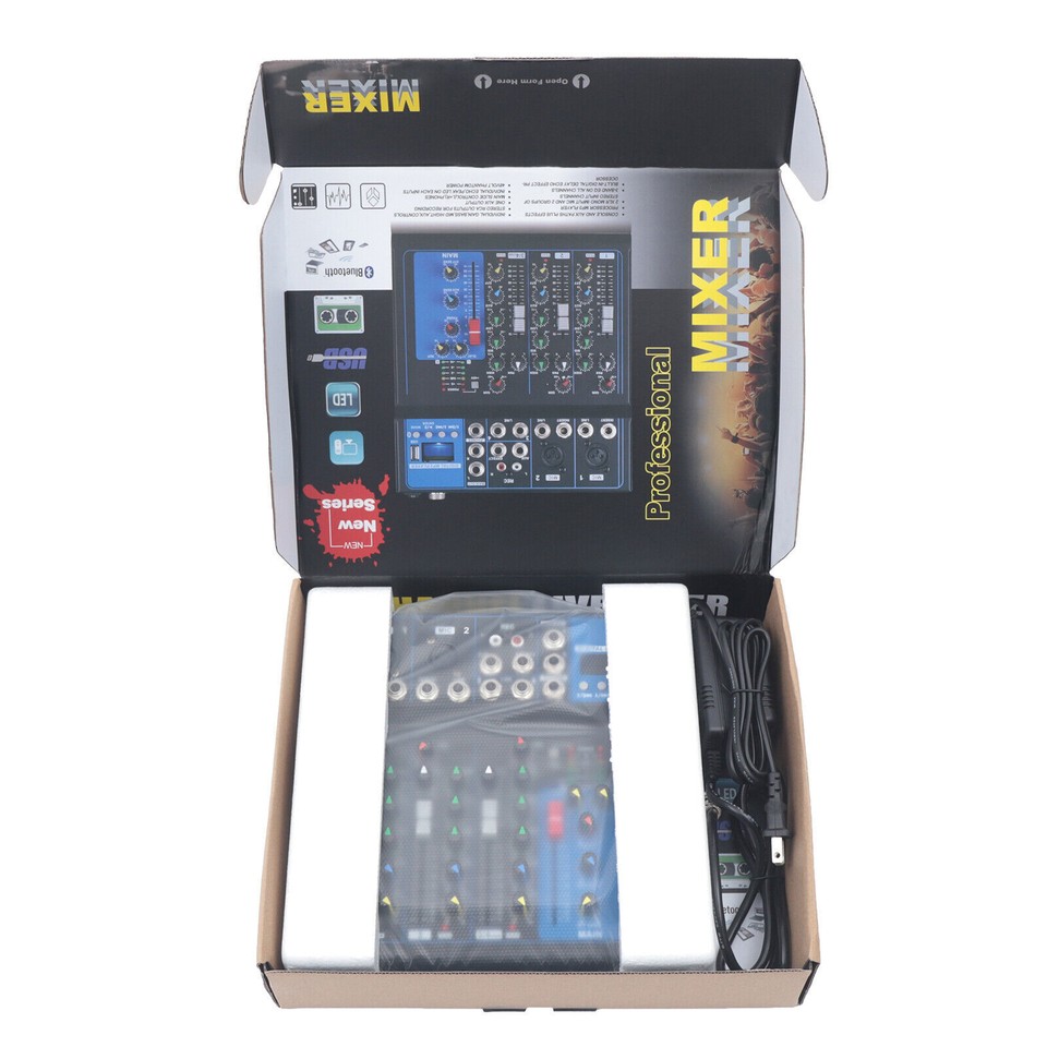 4 Channel Mixing Console Bluetooth DJ Live Audio Sound Studio Mixer ...