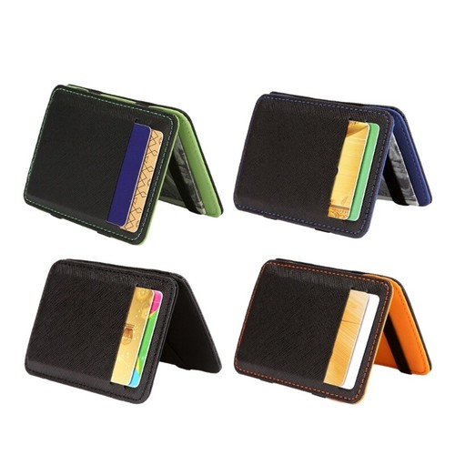Slim Card Holder Cash Wallet Leather Bank Card Holder Holds up to 10 ...
