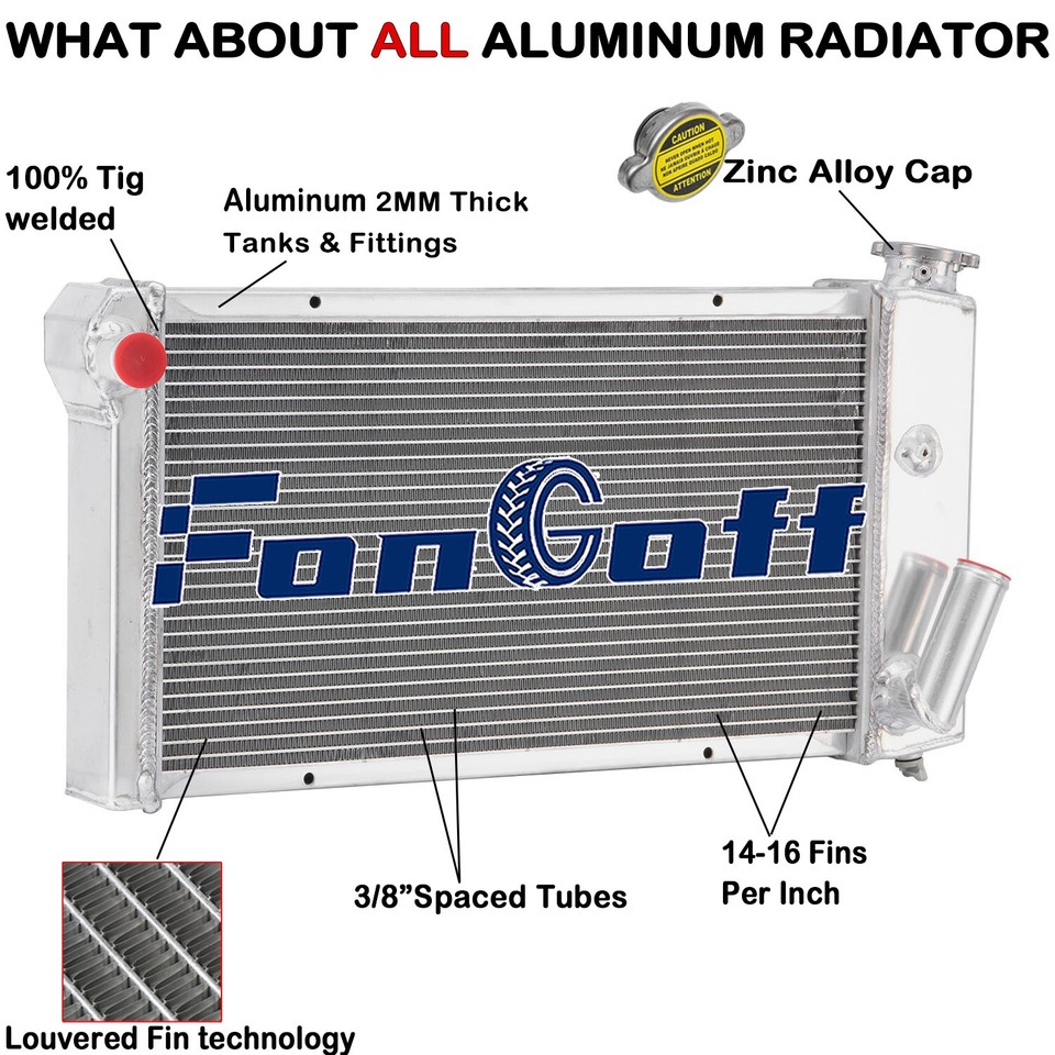 4 ROW Aluminum Radiator for 1971-1977 73 75 Chevy Vega 1975-1976 ...