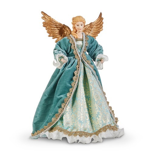 16" RAZ Blue Gold Victorian Angel Tree Topper Retro Vntg Christmas ...