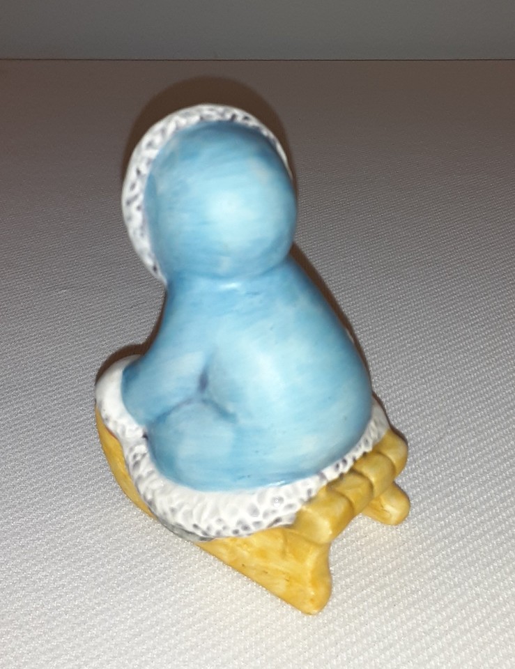 Goebel Figurine Ride into Christmas Girl in Blue Coat Riding a Sled W ...