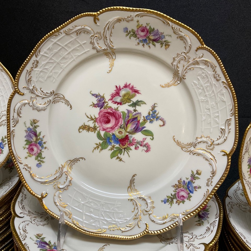 Hand Painted German Dinnerware Service for 12 Rosenthal Diplomat 123 Pc ...