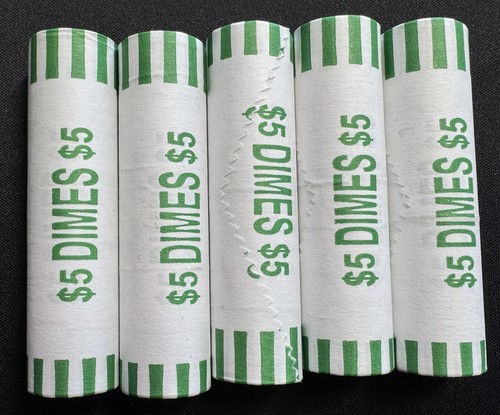 5X Rolls Roosevelt Dimes Unsearched from Bank Box #63 | eBay