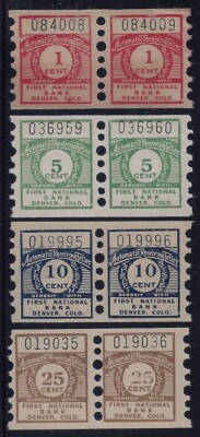 Scarce Automatic Receiving Teller Savings Bank Stamps 1c,5c,10c,25c ...