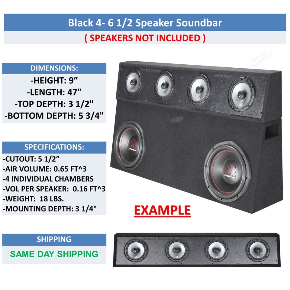 4 - 6 1/2" sound bar sealed speaker box 6.5 sub box Ground shaker ...