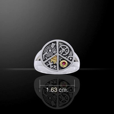 Peace Steampunk Created Ruby .925 Sterling Silver Ring by Peter Stone ...