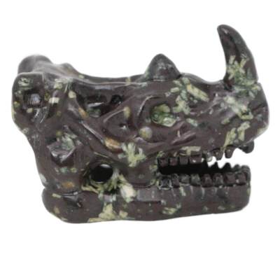 2.4" SNOWFLAKE STONE Carved Rhinoceros Crystal Skull Crystal Healing ...