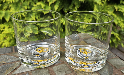 2 Vintage Bengal Gin 1960's Low-Ball Glasses. Man-Eater Gin. 3-1/4 ...