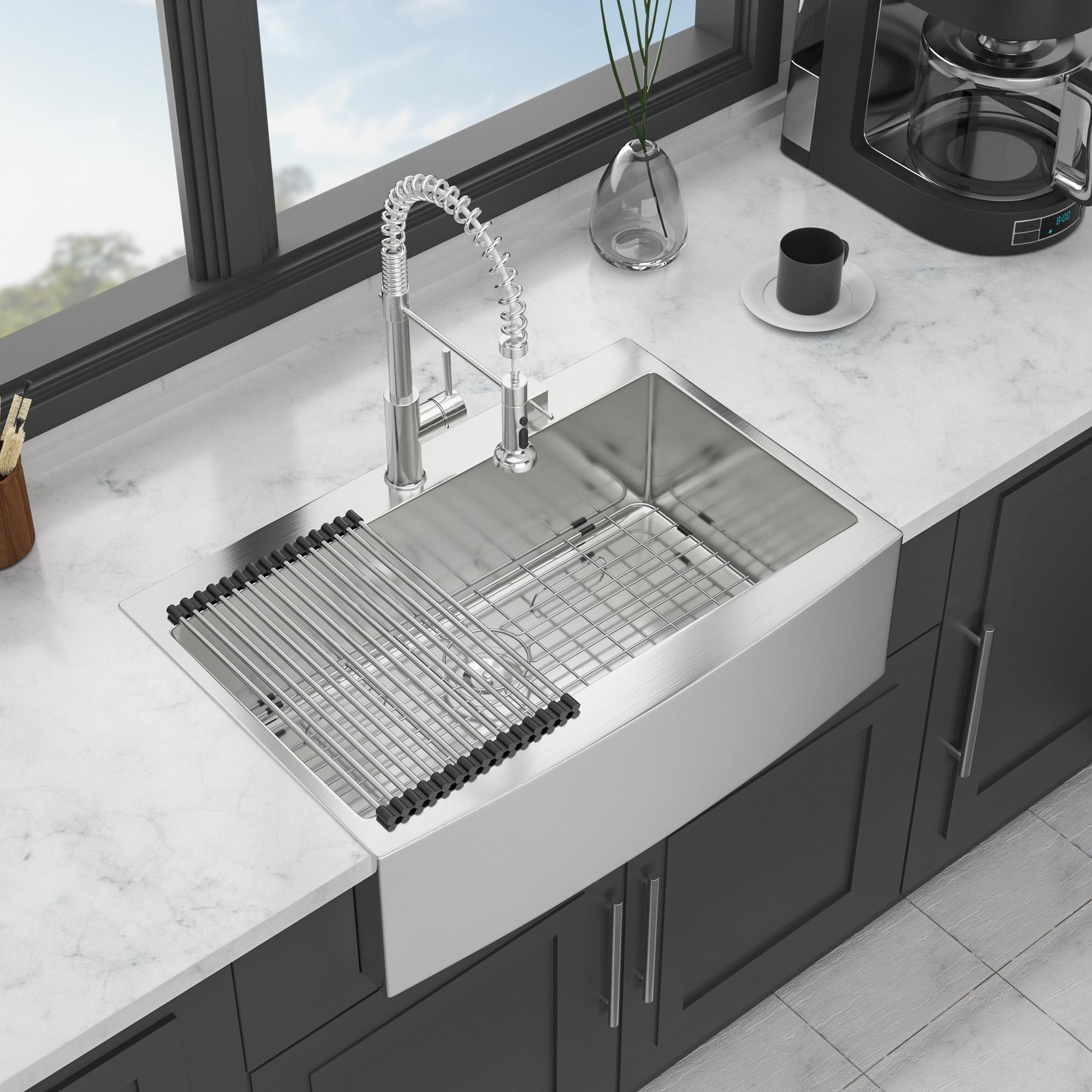 33 Drop in Farmhouse Sink 16 Gauge Kitchen Sink Stainless Steel ...