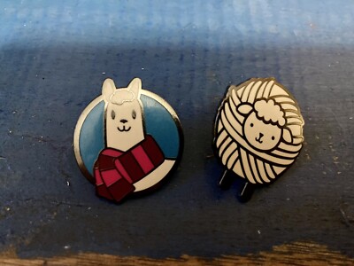2 Enamel Pins Llama Alpaca Scarf Sheep Yarn | eBay