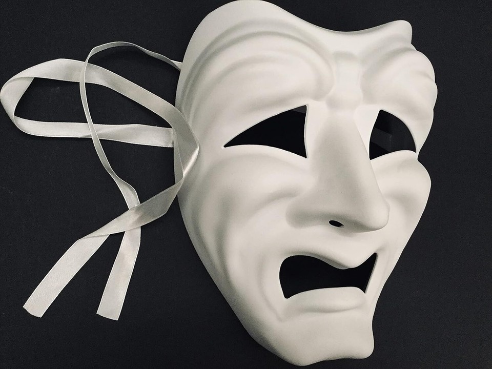 Blank DIY Masquerade Comedy Tragedy Mask Unisex Adult Performance Play ...