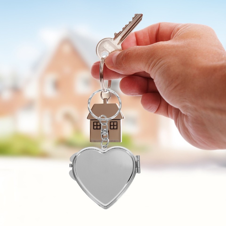 2 Pcs Double-sided Compact Mirror Portable Flip Heart Keyring Handheld ...