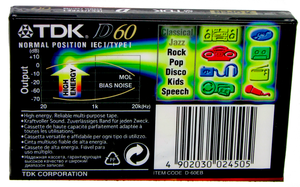 TDK D60 IEC I/TYPE 1 Blank Audio Media Recording Cassette Tapes New ...