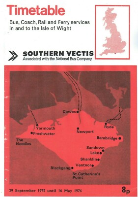 SOUTHERN VECTIS TIMETABLE 1975/6 - Bus, Coach, Rail, Ferry Isle of ...