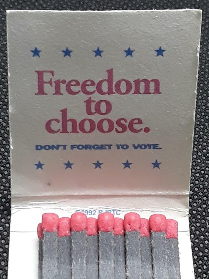 Vtg 1992 VOTE FOR JOE CAMEL CIGARETTES FREEDOM TO CHOOSE MATCHBOOK W ...