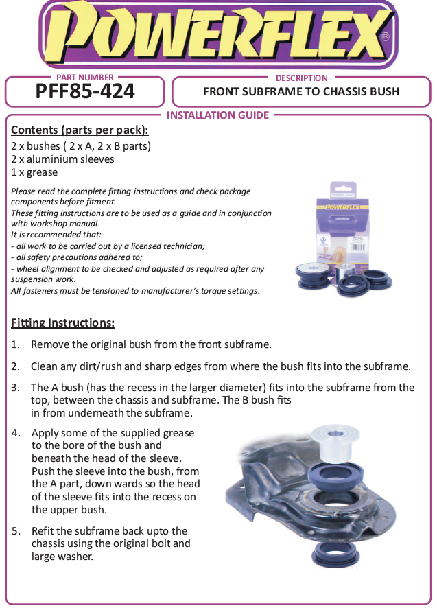 for Seat Leon & Cupra R Mk1 Powerflex Poly Front Subframe Rear Bushes ...
