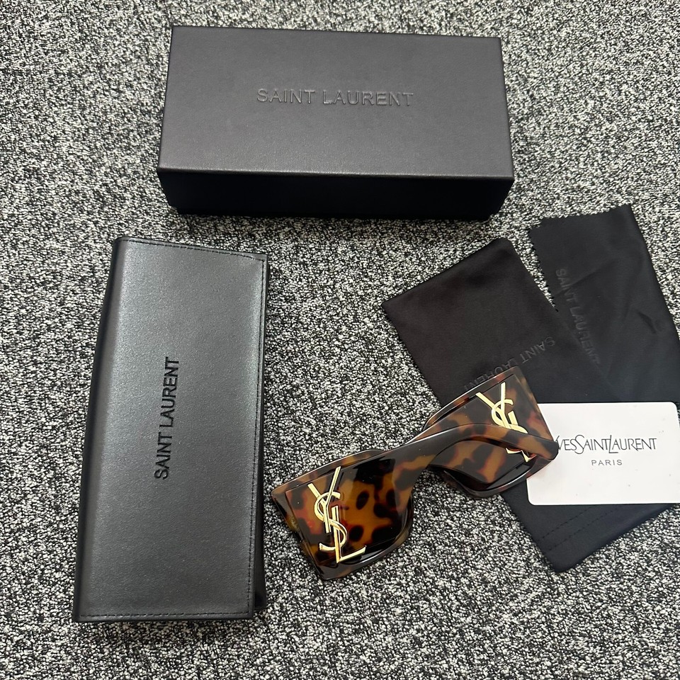 Hot! Saint Laurent SL Large Rim Sunglasses Gold Logo | eBay