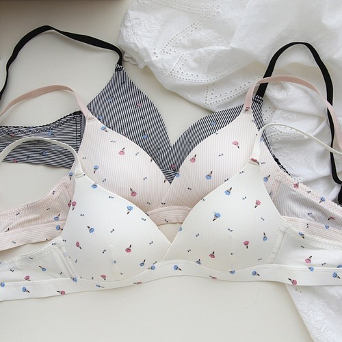 Polyamide Floral Thin Bra Steel Frameless Floral Breathable Bra Women ...
