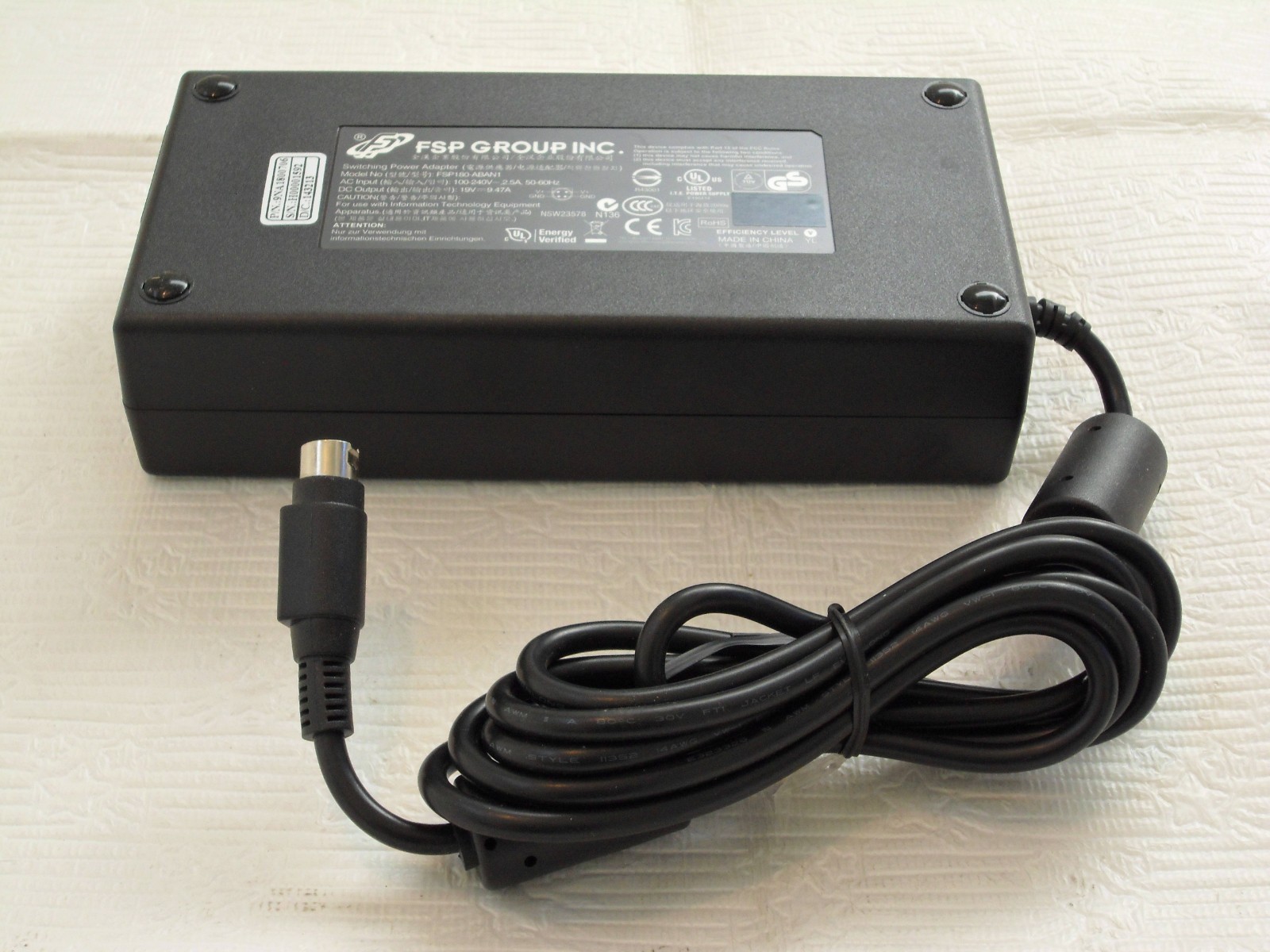 FSP GROUP AC Adapter 100-240V IN 19V 9.48A OUT 4-PIN FSP180-ABAN1 Power ...