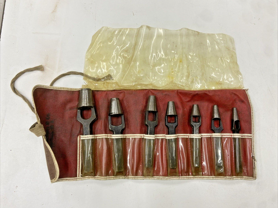 Antique CS Osborne Punch Set Of 7 Leatherwork Tools Cobblers Leather ...
