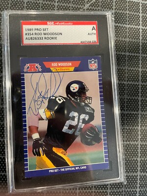 1989 PRO SET #354 ROD WOODSON PITTSBURGH STEELERS ROOKIE CARD SIGNED ...