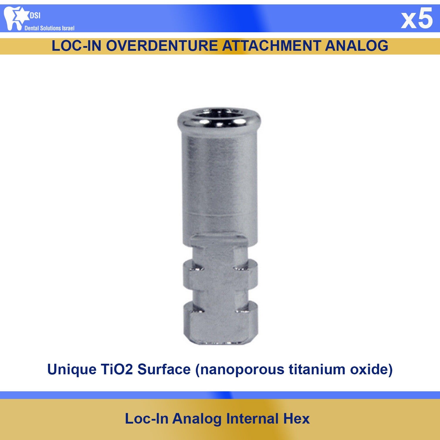 5x DSI Loc-In Dental Lab Fixture Replica Analog Adapter Head Attachment ...