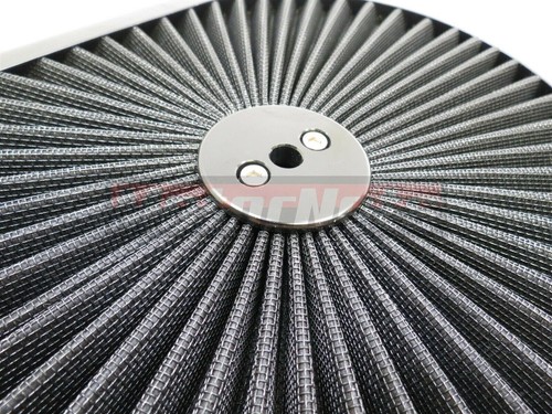 Black 12"x2 Oval Super flow Thru Top Air Cleaner Washable SBC BBC Chevy ...