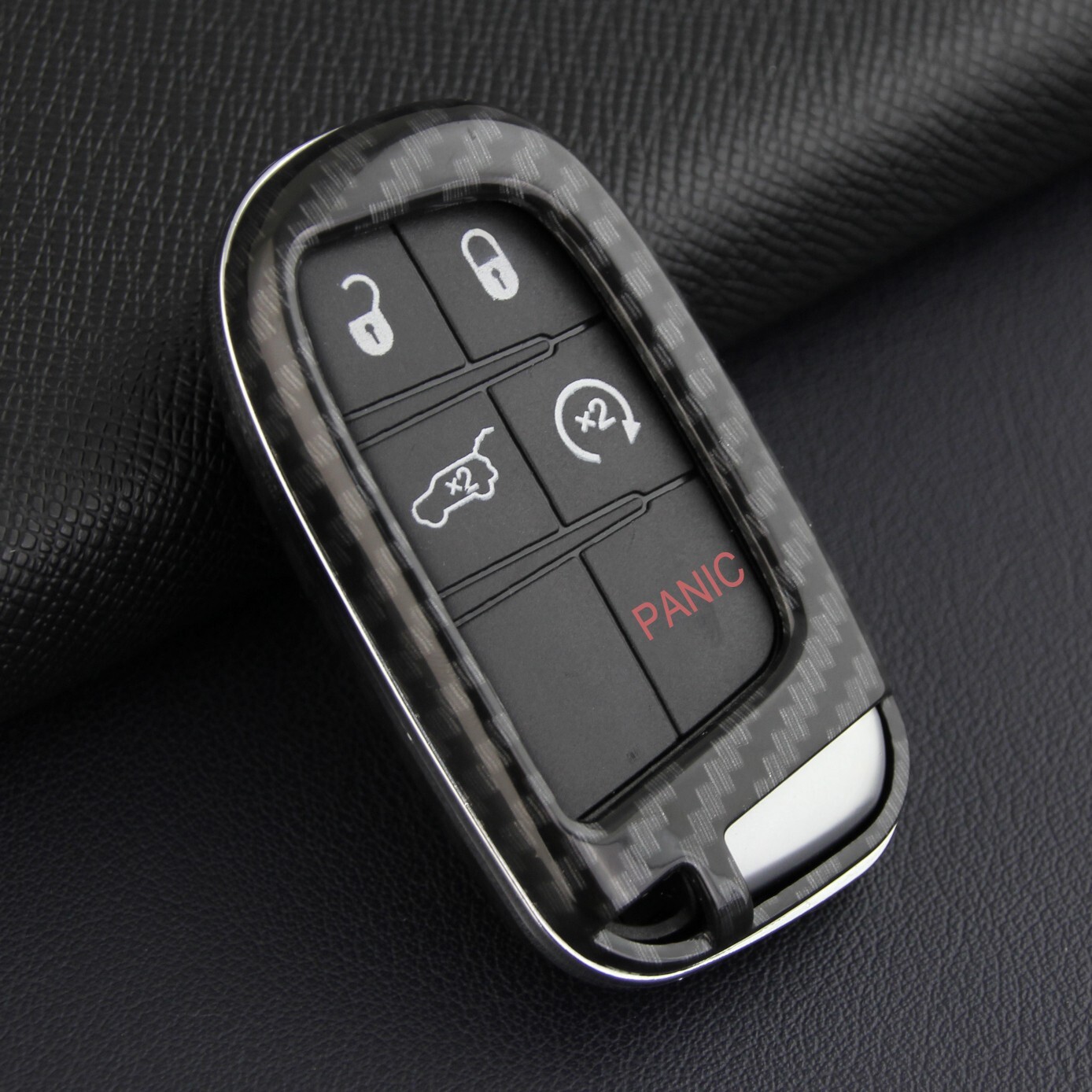 ABS Plastic Carbon Fibre Car Key Chain Case Cover For Jeep Chrysler ...