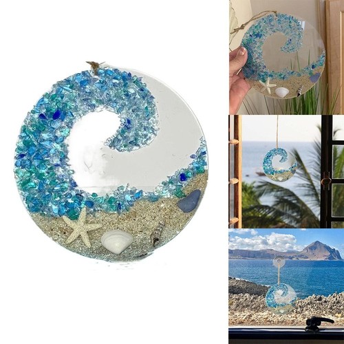 Acrylic Sea Glass Sun Catcher Shell Couple Crashing Wave Pendant | eBay