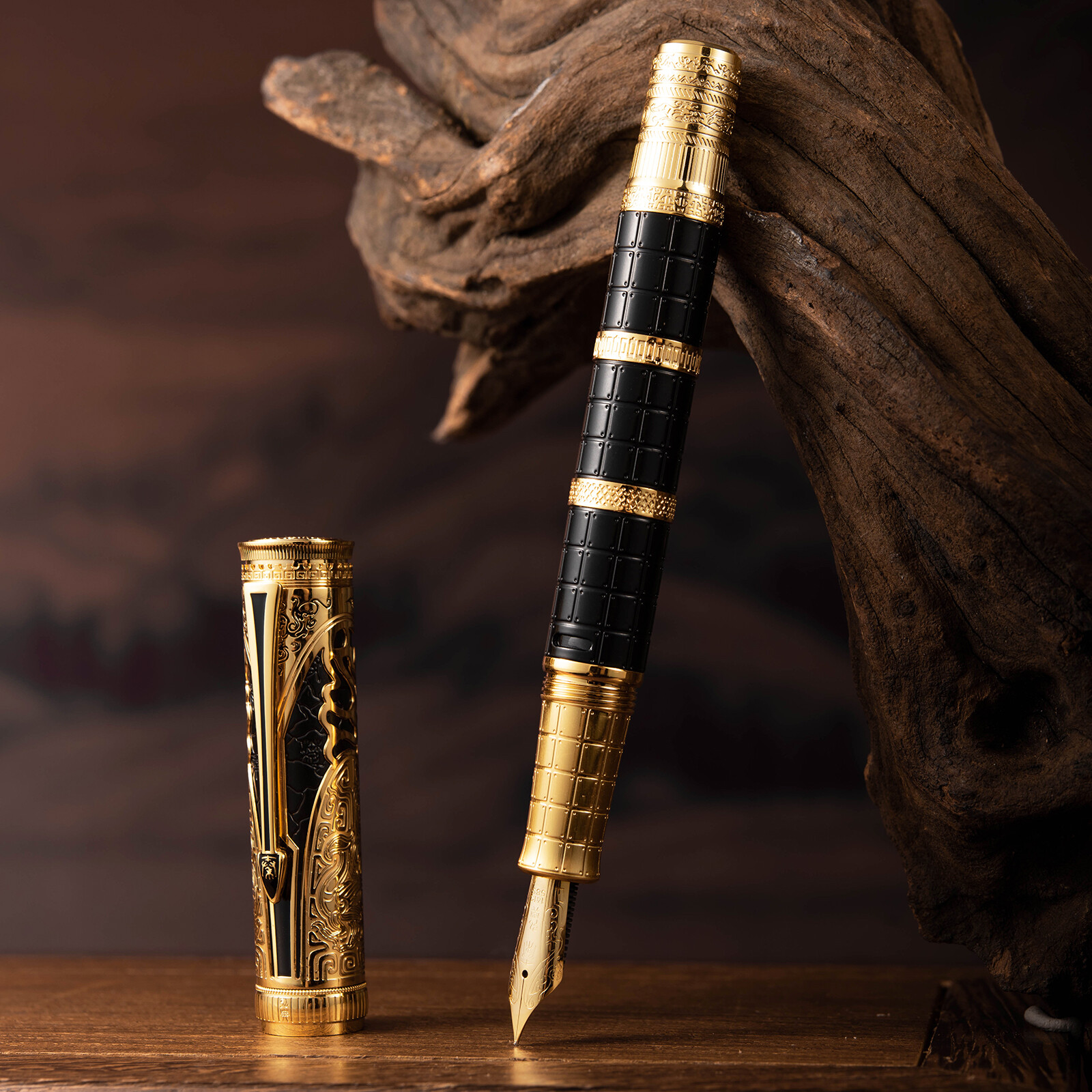 Hongdian D5 Piston Fountain Pen Qin Dynasty 14K Gold Nib Chinese Style ...