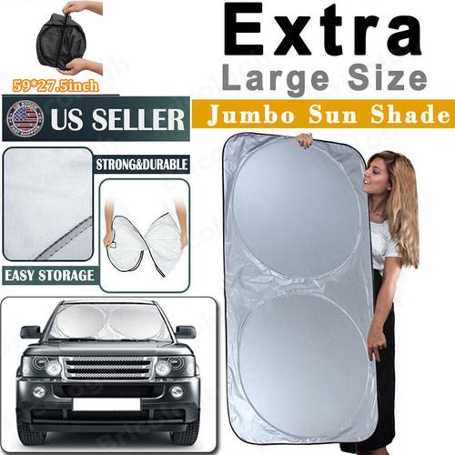 Folding Jumbo Front Rear Car Window Sun Shade Auto Visor Windshield ...